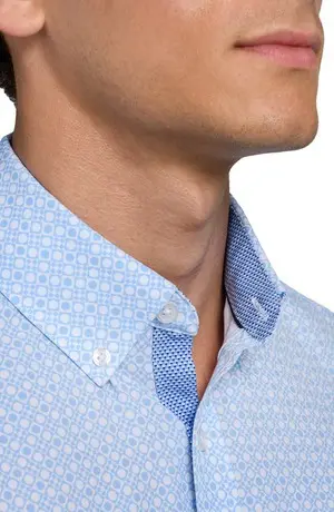 CON.STRUCT Round Checkered Woven Short Sleeve Basic - White/blue