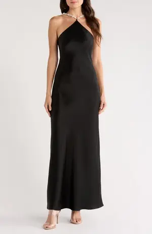 Black Satin Maxi Dresses