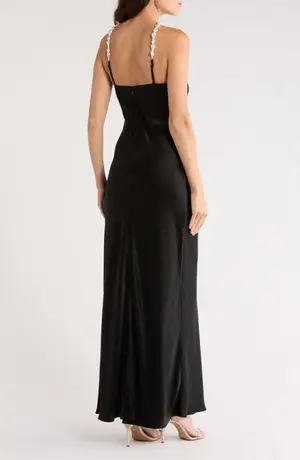 Staud Cadence Sleeveless Satin Maxi Dress - Black