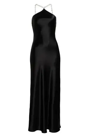 Staud Cadence Sleeveless Satin Maxi Dress - Black