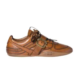 Miu Miu Buckle Leather Sneaker - Brown