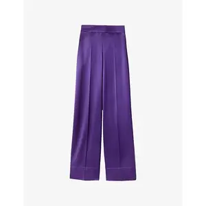 JOSEPH Wide-leg Satin Trousers - Violet