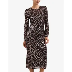 PHASE EIGHT Sequin-pattern Woven Midi Dress