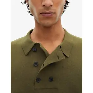 The Kooples Collared Double-button Cotton-blend Polo