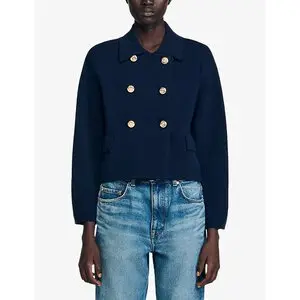 Sandro Collared Double-breasted Wool Cardigan