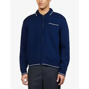 PERCIVAL Striped-trim Knitted Cardigan
