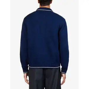 PERCIVAL Striped-trim Knitted Cardigan