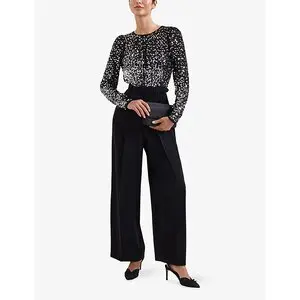 PHASE EIGHT Sequin-embellished Stretch-woven Jumpsuit