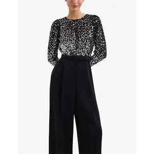 PHASE EIGHT Sequin-embellished Stretch-woven Jumpsuit