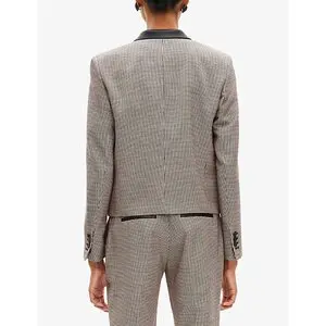 The Kooples Houndstooth Stretch Wool-blend Jacket