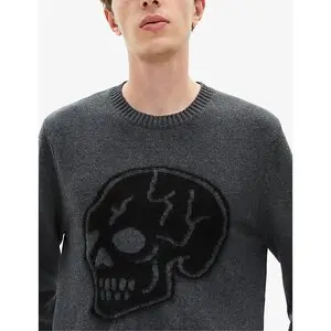 The Kooples Round-neck Cotton Jumper With Skull Patch