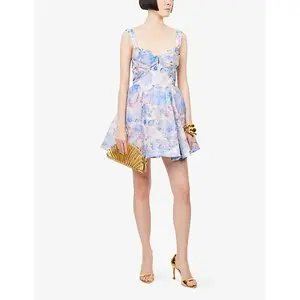 Zimmermann Rebellion Floral Mini Dress - Sky Bloom