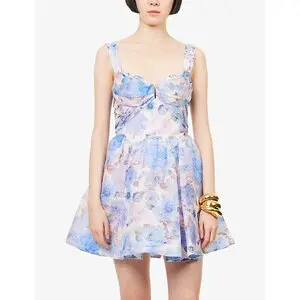 Zimmermann Rebellion Floral Mini Dress - Sky Bloom
