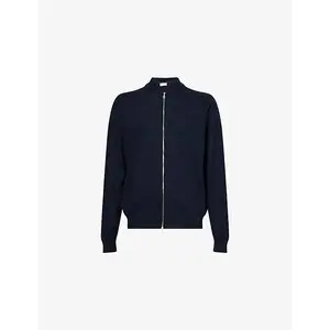 John Smedley Textured Crewneck Wool Cardigan - Midnight