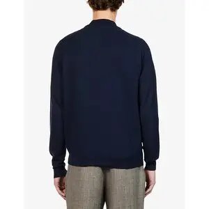 John Smedley Textured Crewneck Wool Cardigan - Midnight