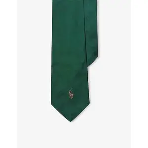 Ralph Lauren Silk-rep Tie With Logo Embroidery - Dark Green