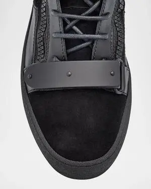 GIUSEPPE ZANOTTI Leather And Suede Zip High-top Sneakers - Nero