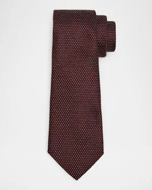 Emporio Armani Pin-dot Silk-blend Neck Tie - Wine