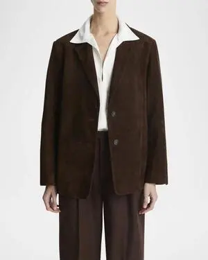 Vince Single-breasted Suede Blazer - Choc