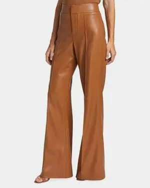 Alice + Olivia Dylan Vegan Leather Wide-leg Pants - Camel