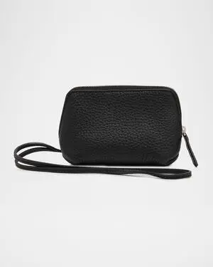 THE ROW Owen Leather Wristlet Pouch - Black Ans