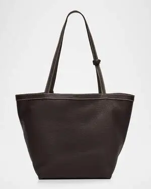 THE ROW Park Grained Leather Tote Bag - Dark Brown