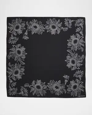 Alexander McQueen Crystal Exploded Sunflower Silk Scarf