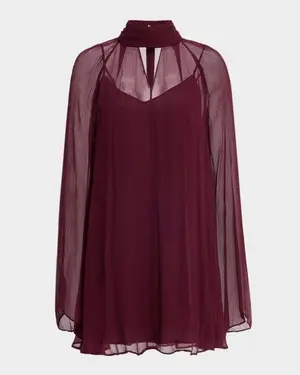 Staud Esther Semi-sheer Mini Dress - Syrah