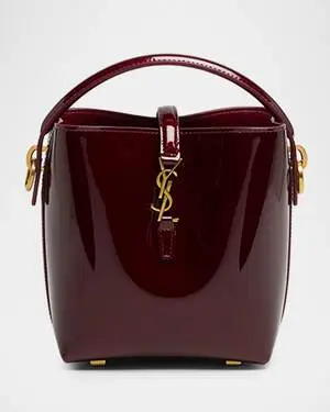 Saint Laurent Le 37 Mini YSL Bucket Bag Gloss Burg