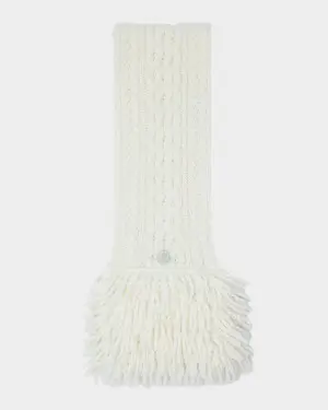 Moncler Fringe Cable-knit Scarf - Natural