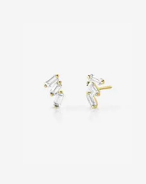 Ring Concierge Triple Baguette Lab Diamond Stud Earrings - One-color