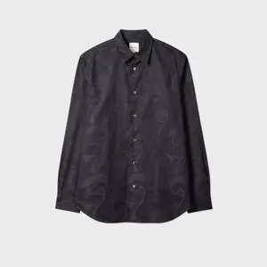 Paul Smith 'swan' Jacquard Cotton Shirt - Black