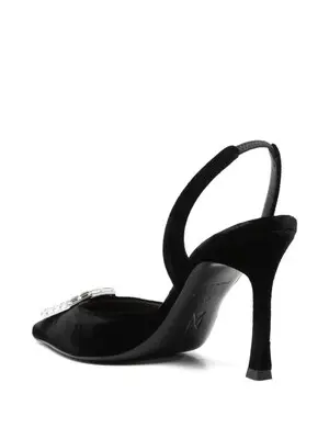 Amina Muaddi Camelia Velvet Slingback Pumps - Black