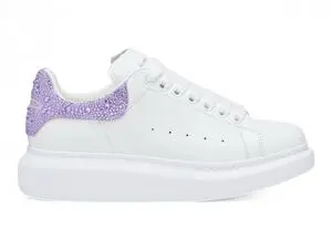 Alexander McQueen Oversized Crystal Embellished Sneakers - White/lilla