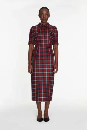 EMILIA WICKSTEAD Valletta Dress In Tartan Merino - Red