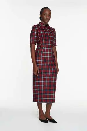 EMILIA WICKSTEAD Valletta Dress In Tartan Merino - Red