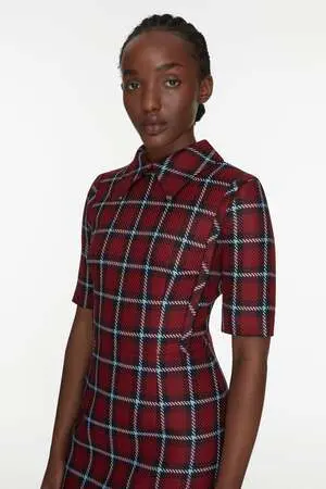 EMILIA WICKSTEAD Valletta Dress In Tartan Merino - Red