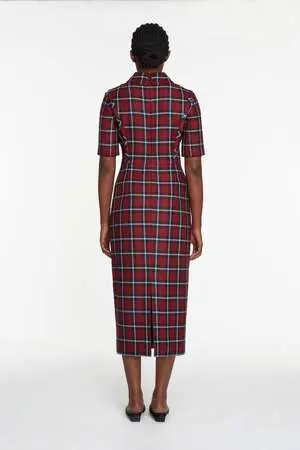 EMILIA WICKSTEAD Valletta Dress In Tartan Merino - Red