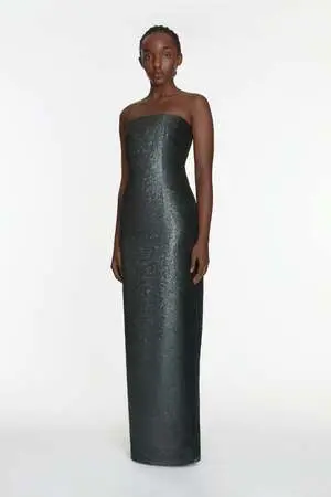 EMILIA WICKSTEAD Laelia Sequin Column Dress - Green