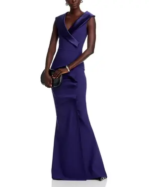 Chiara Boni La Petite Robe Satin Collar Gown