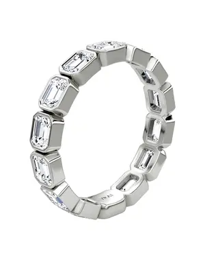 VRAI Bezel Eternity Band In Emerald Cut Lab Created Diamonds