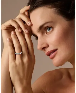 VRAI Bezel Eternity Band In Emerald Cut Lab Created Diamonds