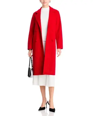 T Tahari Embellished Double Breasted Coat