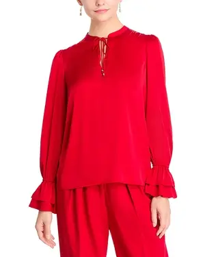 T Tahari Split Neck Blouse - Love Star
