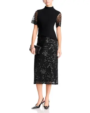 T Tahari Sequin Floral Skirt