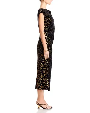 T Tahari Sequinned Cowl Neck Dress