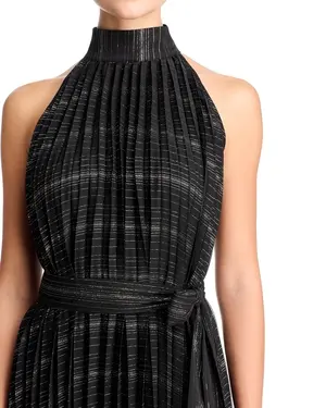 T Tahari Pleated Belted Dress