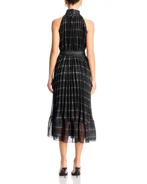 T Tahari Pleated Belted Dress