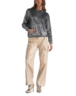 Elan Metallic Threaded Hoodie - Silver