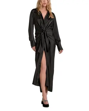 Elan Long Sleeve Wrap Maxi Dress - Black